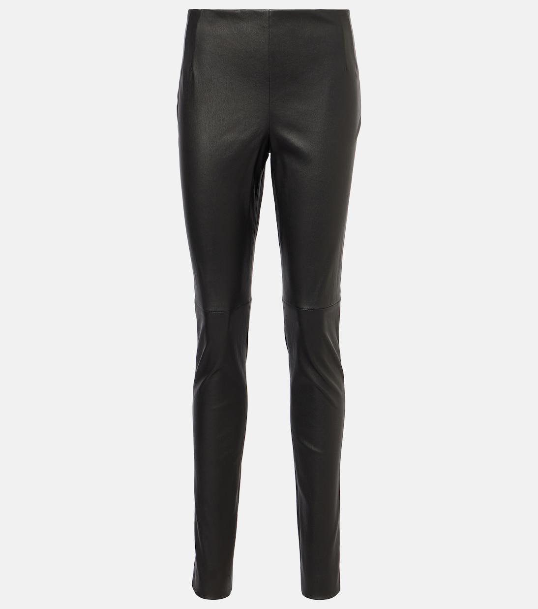 THE ROW Lakun Leather Skinny Pants in Black | endource