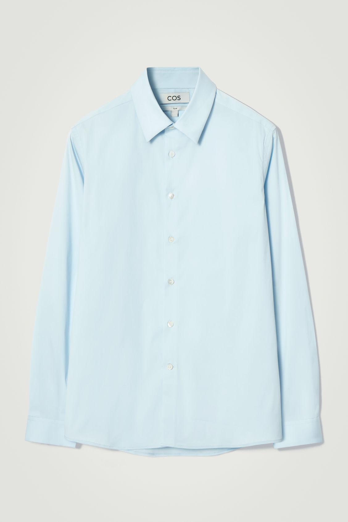 COS Slim Tailored Poplin Shirt in LIGHT BLUE | endource