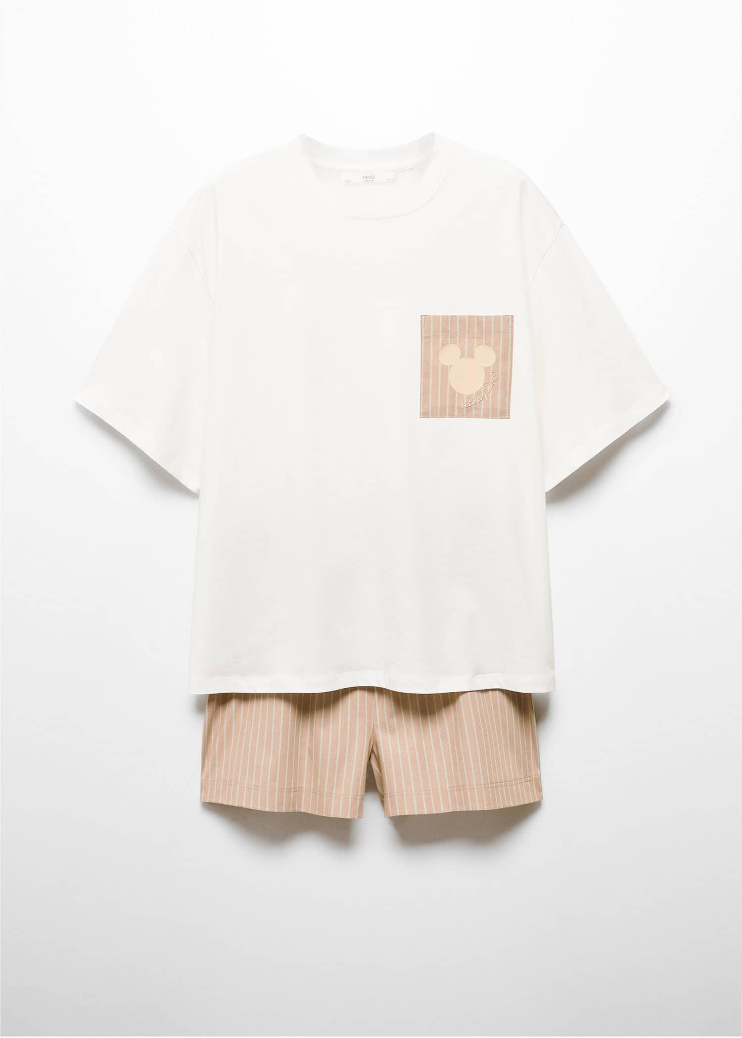 MANGO Two-Piece Striped Mickey Mouse Pyjamas in Brown | endource