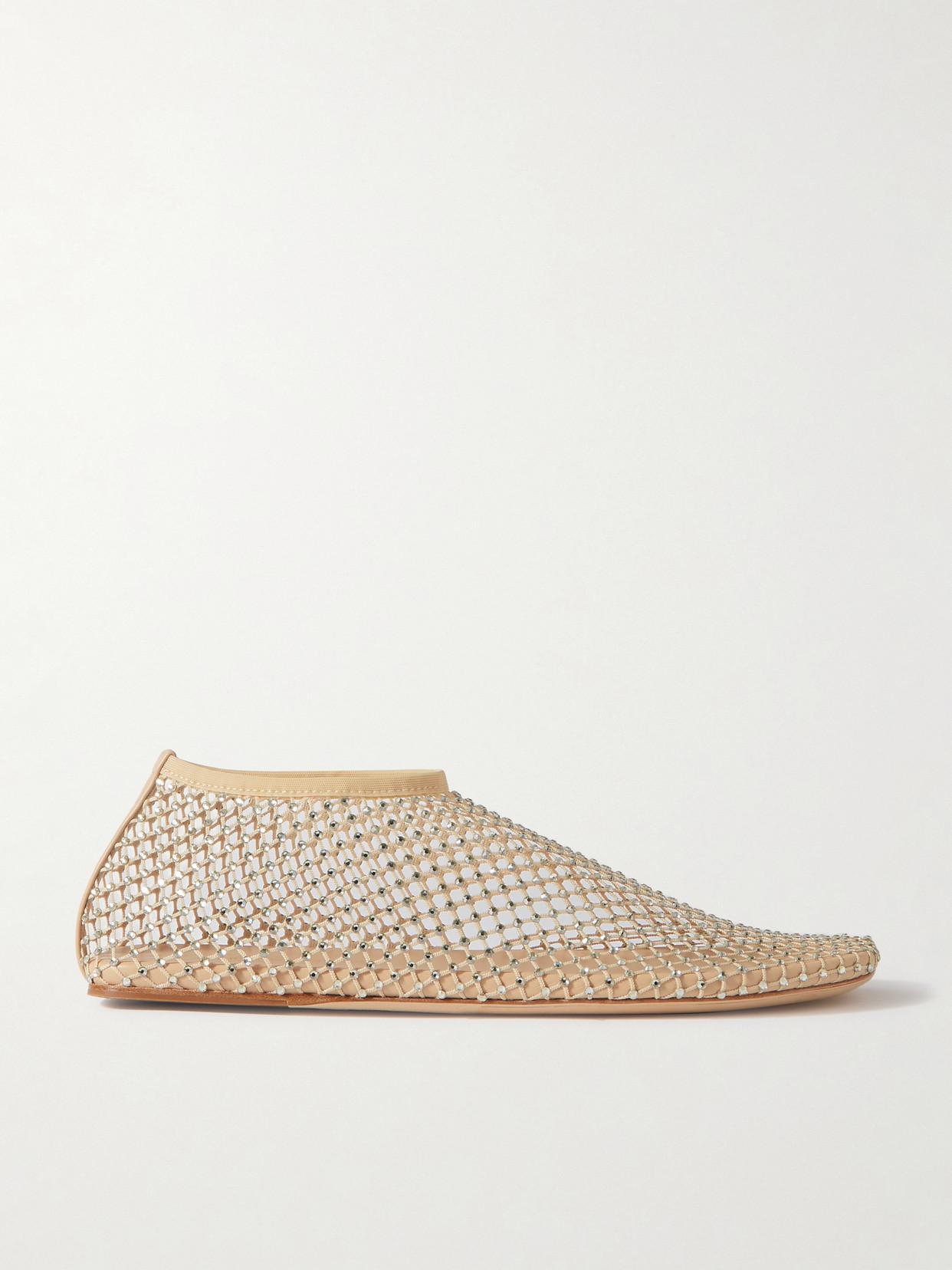 CHRISTOPHER ESBER Minette Crystal-Embellished Mesh Ballet Flats in ...