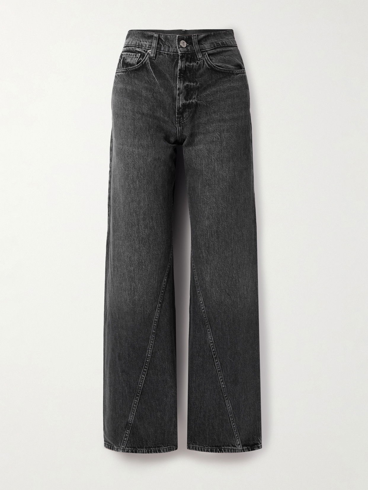 ANINE BING Brie Paneled High-Rise Wide-leg Jeans | endource