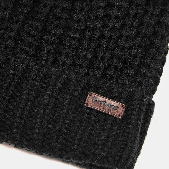 BARBOUR Women's Saltburn Acrylic Ribbed Faux-Fur Pom Beanie | endource