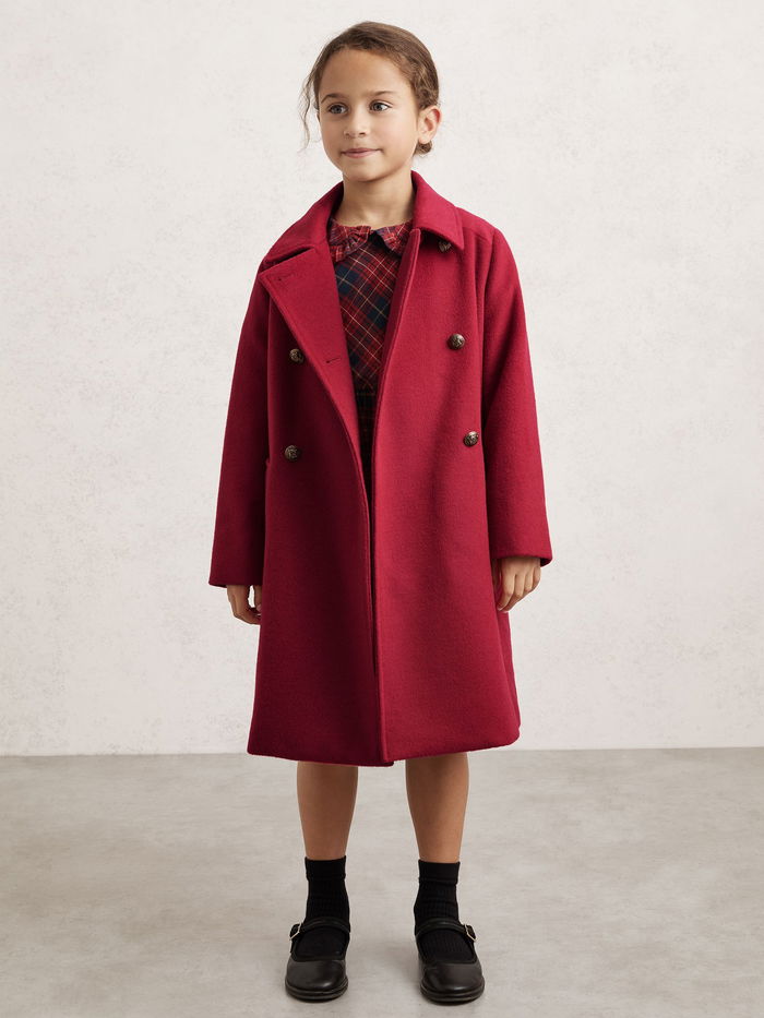 REISS Wool Blend Double Breasted Coat In Red | endource
