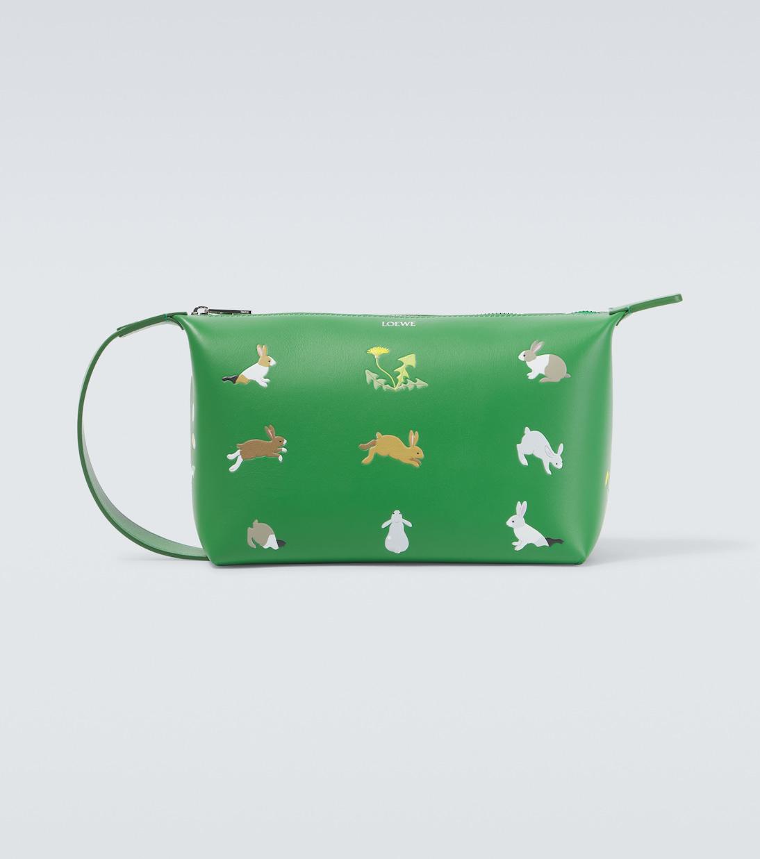 LOEWE Loewe x Suna Fujita - Bunny Leather Vanity Bag in Green | endource