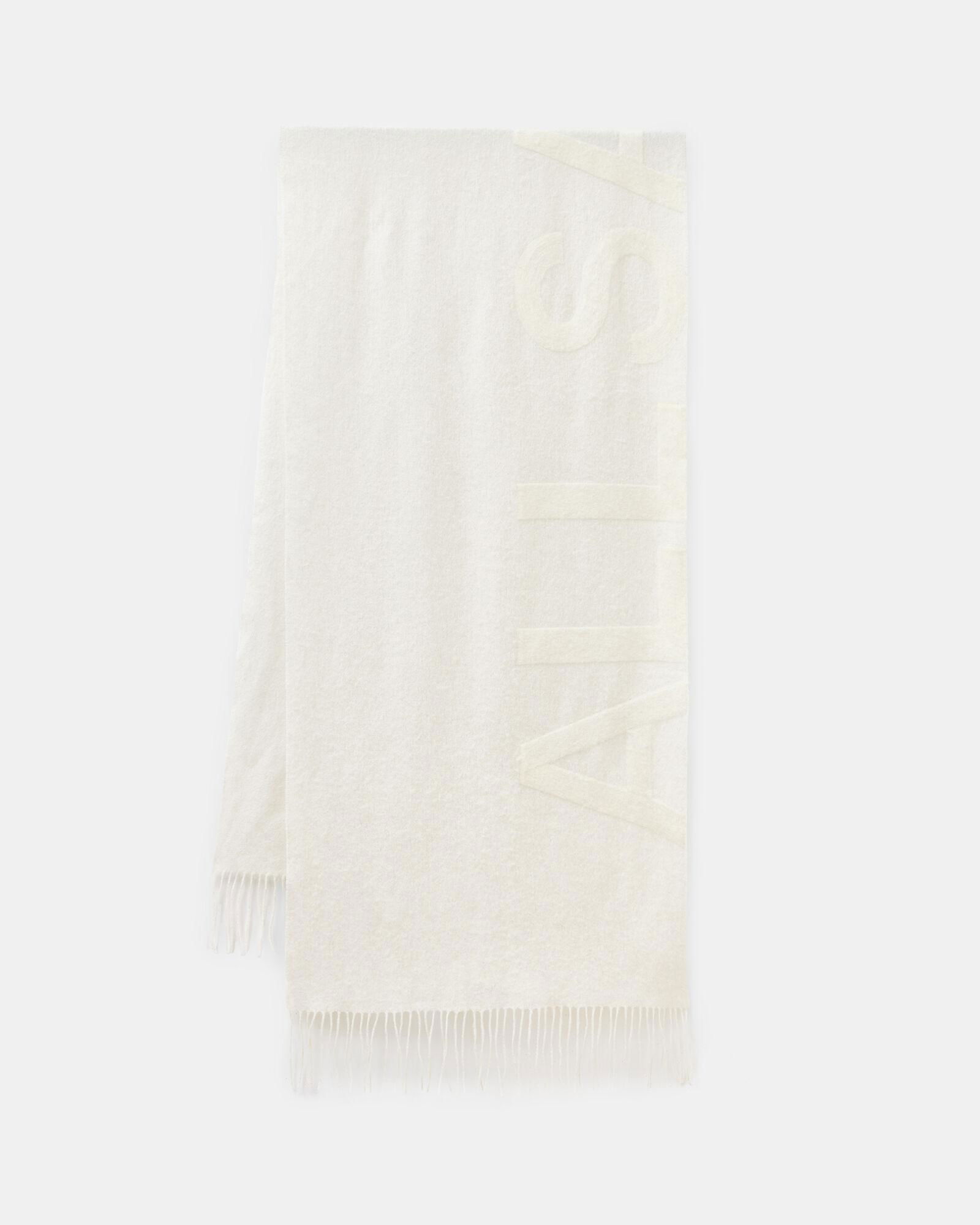 ALLSAINTS Rae Logo Embroidered Scarf in ECRU/WHITE | endource