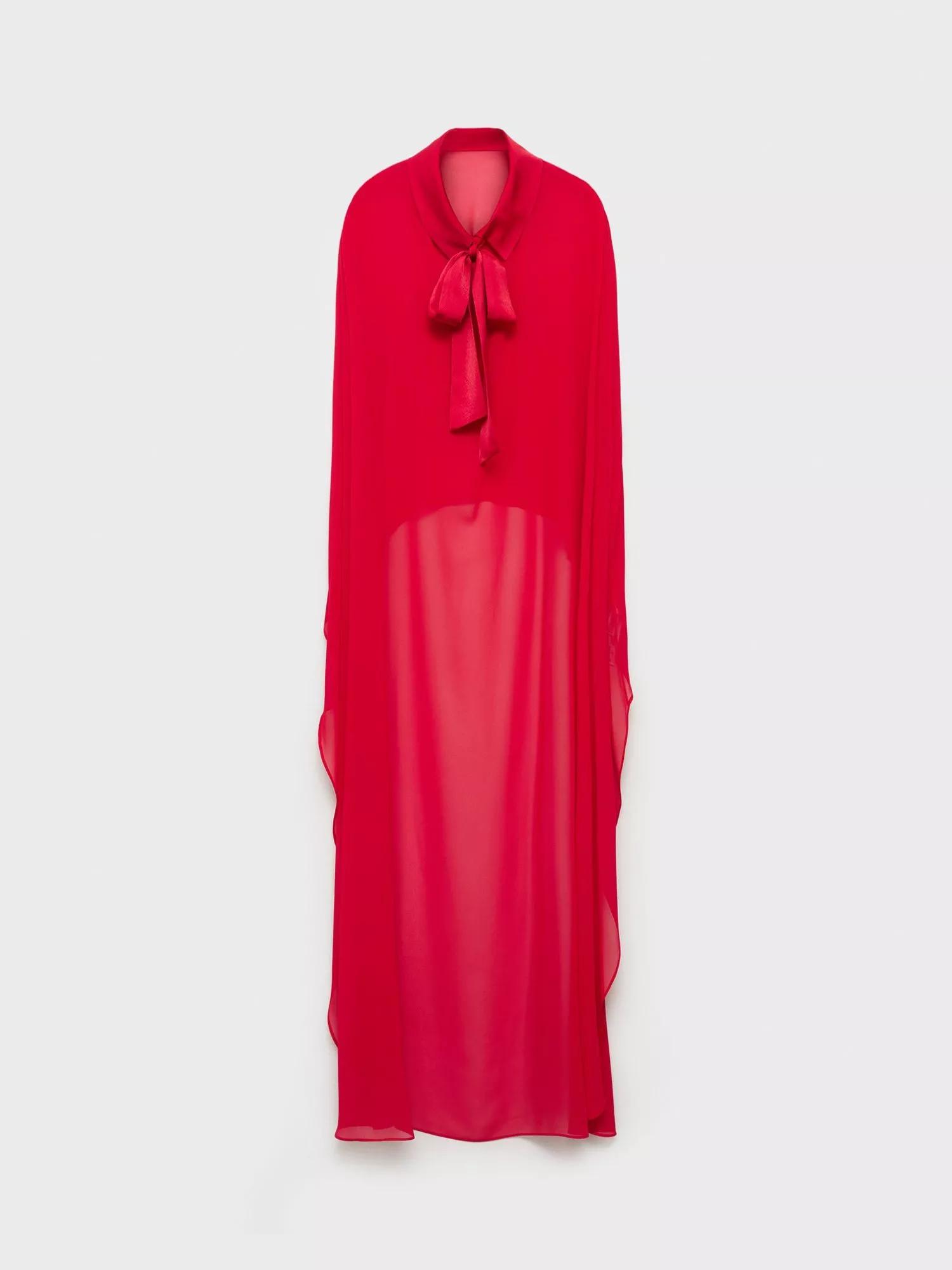 MANGO Valbara-A Sheer Draped Cape in Red | endource