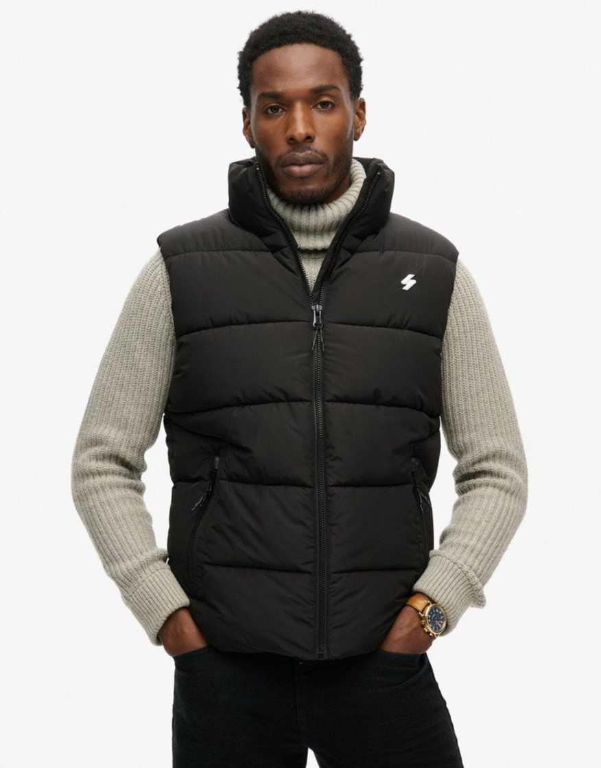 SUPERDRY Sports Puffer Gilet in Black | endource