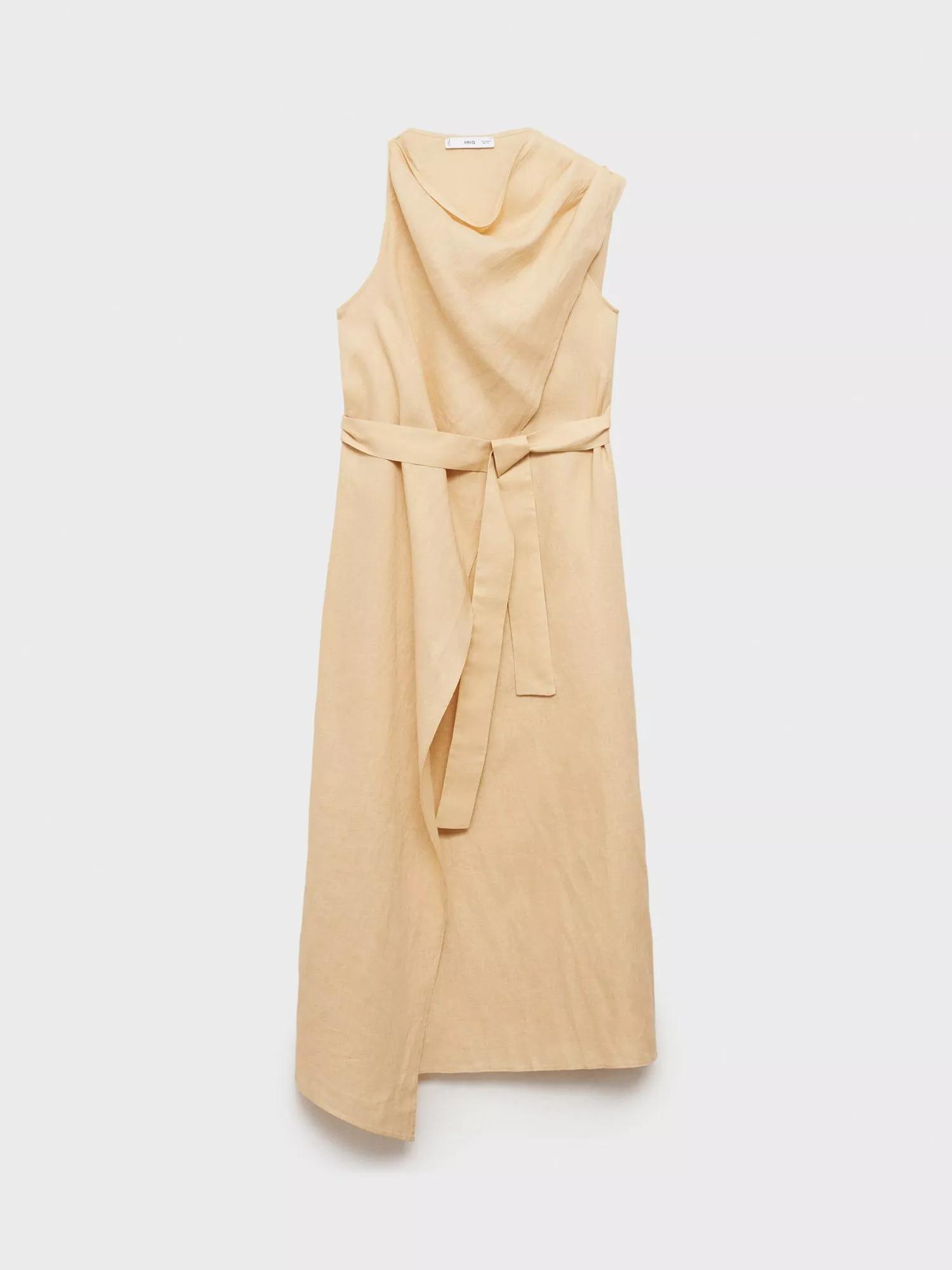 MANGO Oasis Drape Wrap Pure Linen Dress | endource