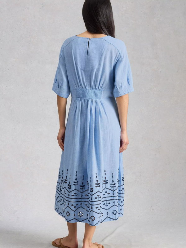 WHITE STUFF Kate Embroidered Midi Dress, Blue | endource