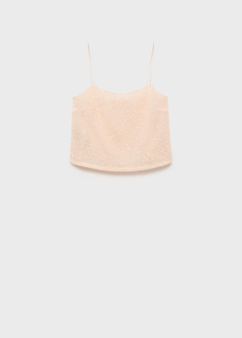 MANGO Sequin Top With Spaghetti Strap in Nude | endource