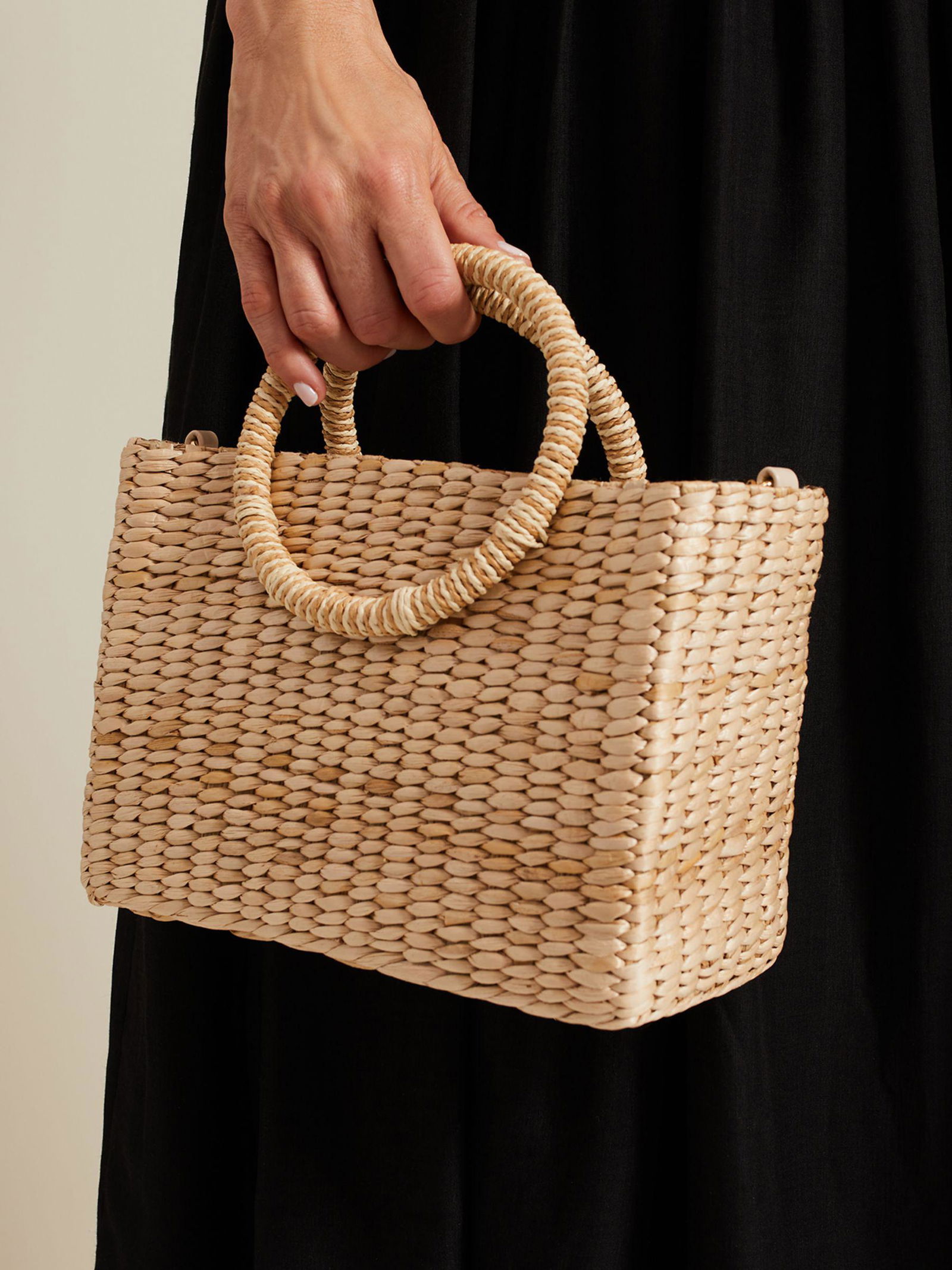 PHASE EIGHT Mini Straw Tote Bag in Neutral | endource
