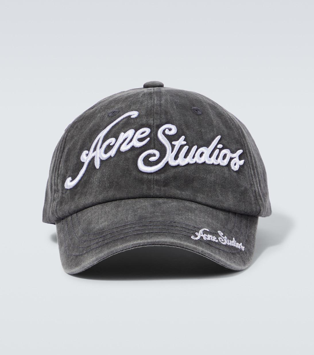 ACNE STUDIOS Logo Cotton Twill Baseball Cap in Black | Endource