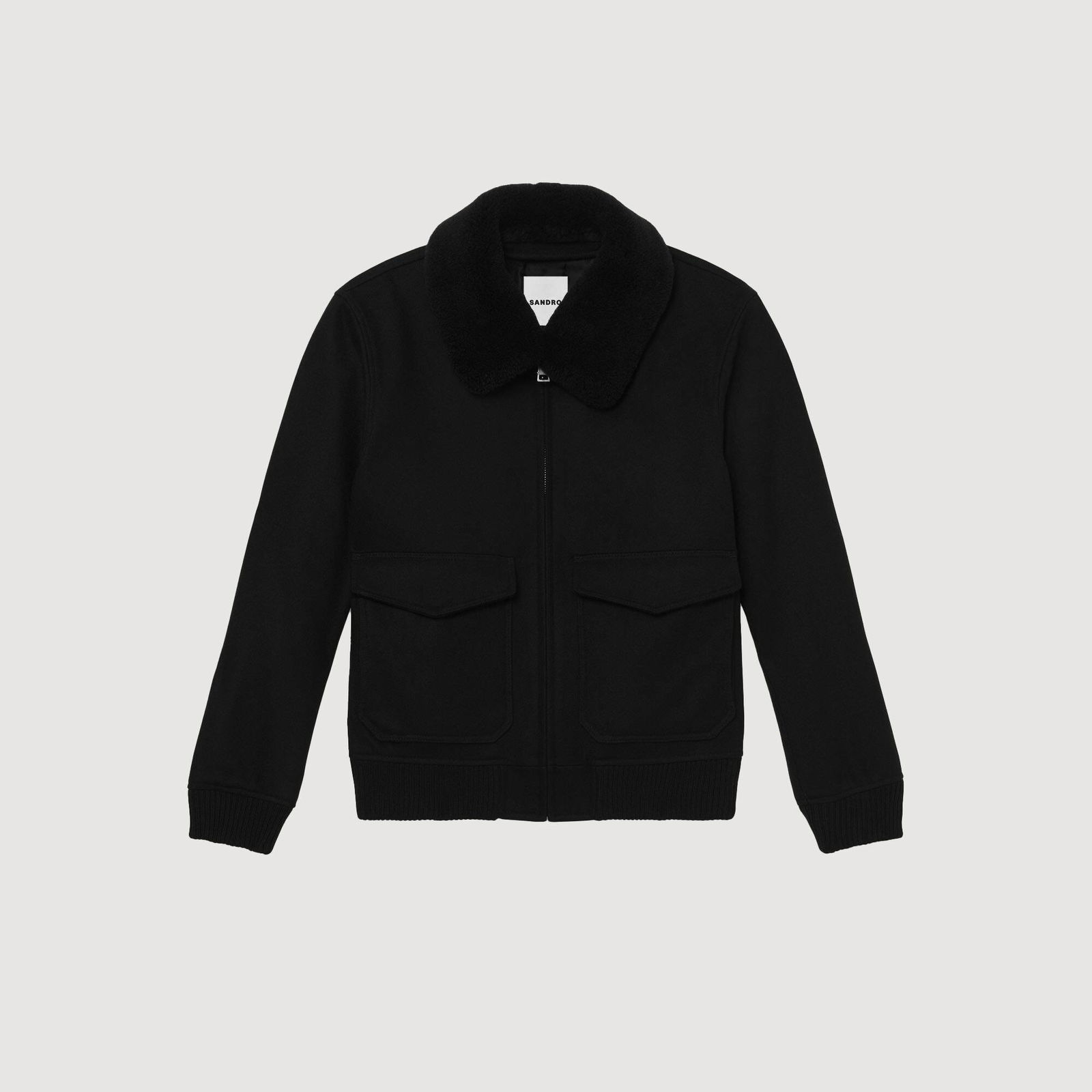 SANDRO Zip-Up Jacket in Black | endource