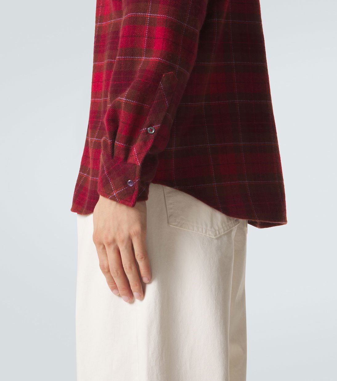 God's True Cashmere Love Plaid Cashmere Shirt With Amethyst | endource
