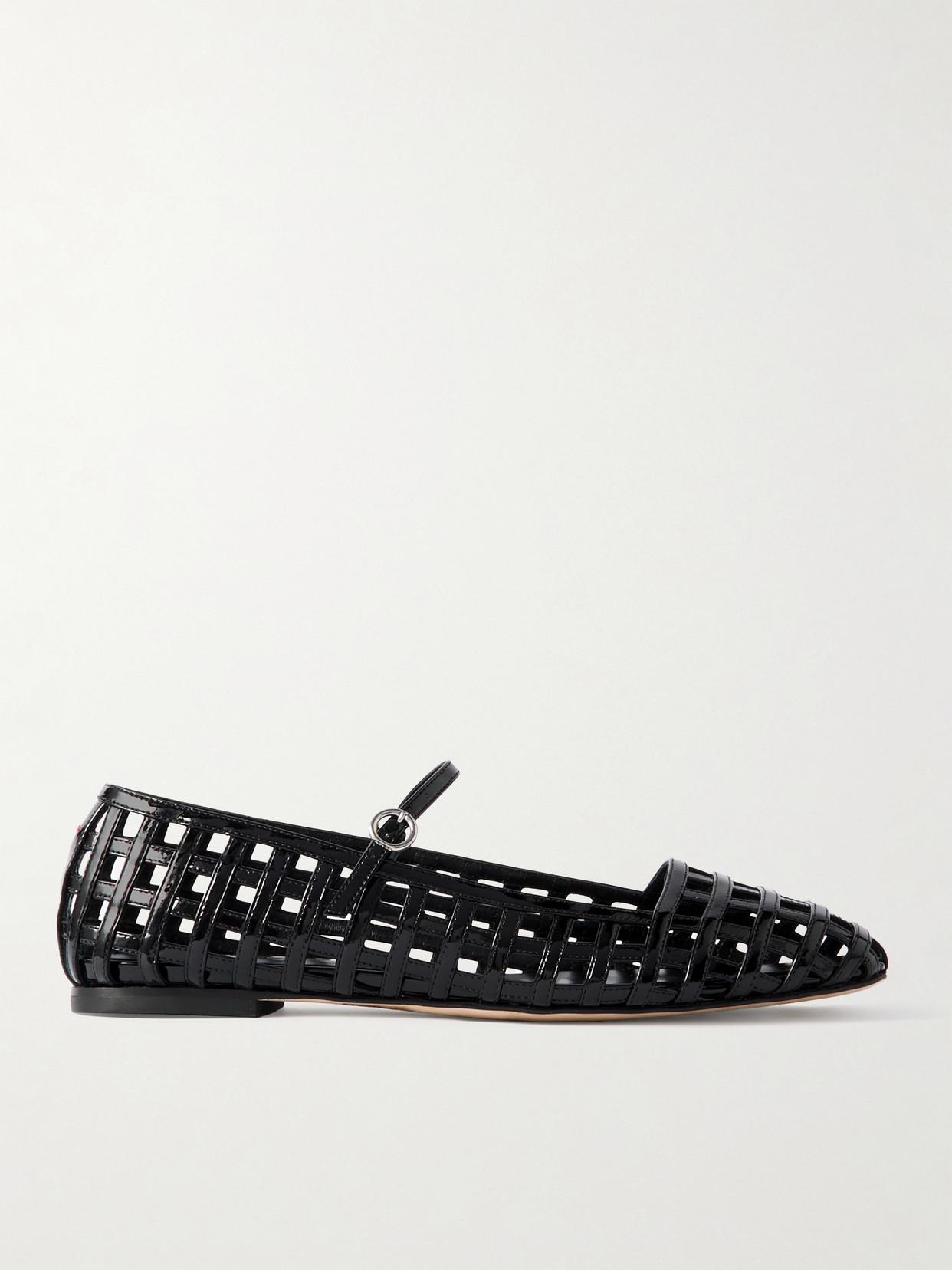 AEYDE Uma Caged Cut-Out Mary Jane Ballet Flats in Black | Endource