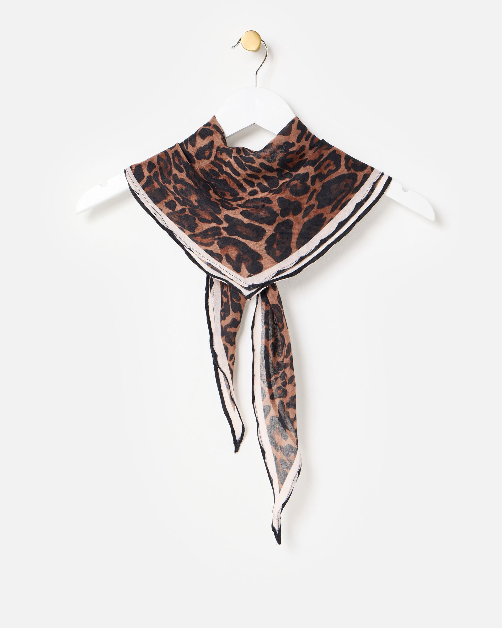 OLIVER BONAS Brown Leopard Print Diamond Scarf | endource