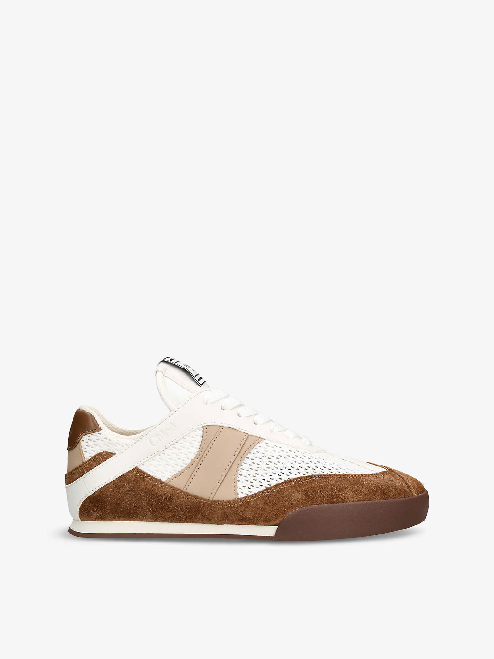 CHLOÉ Kick Brand-Patch Low-Top Suede Trainers in BROWN/OTH | endource