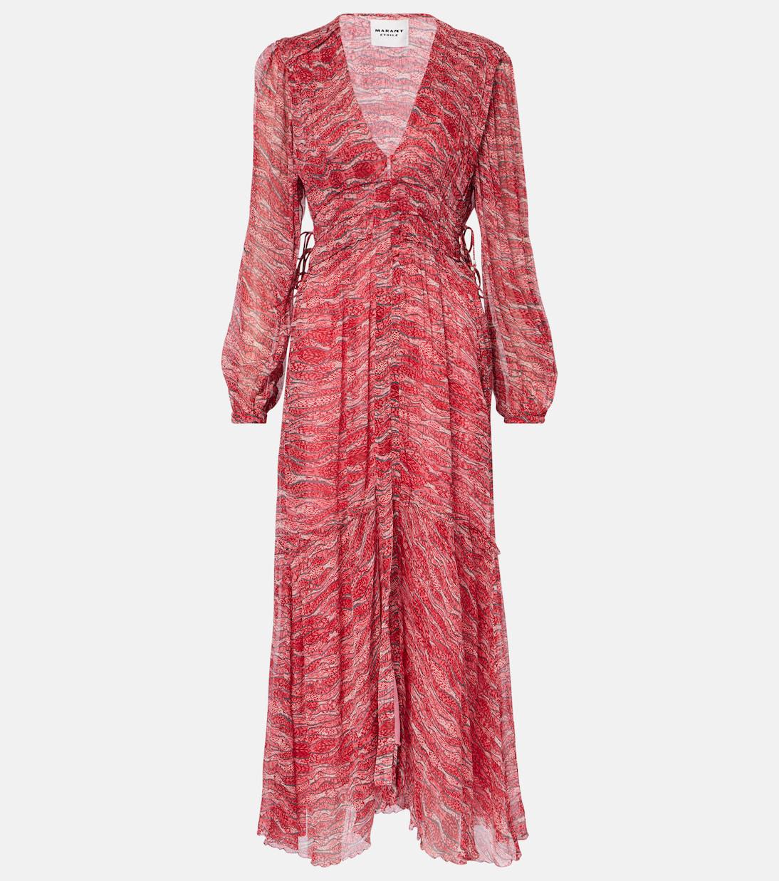 ISABEL MARANT ÉTOILE Amara Chiffon Maxi Dress in Red | endource