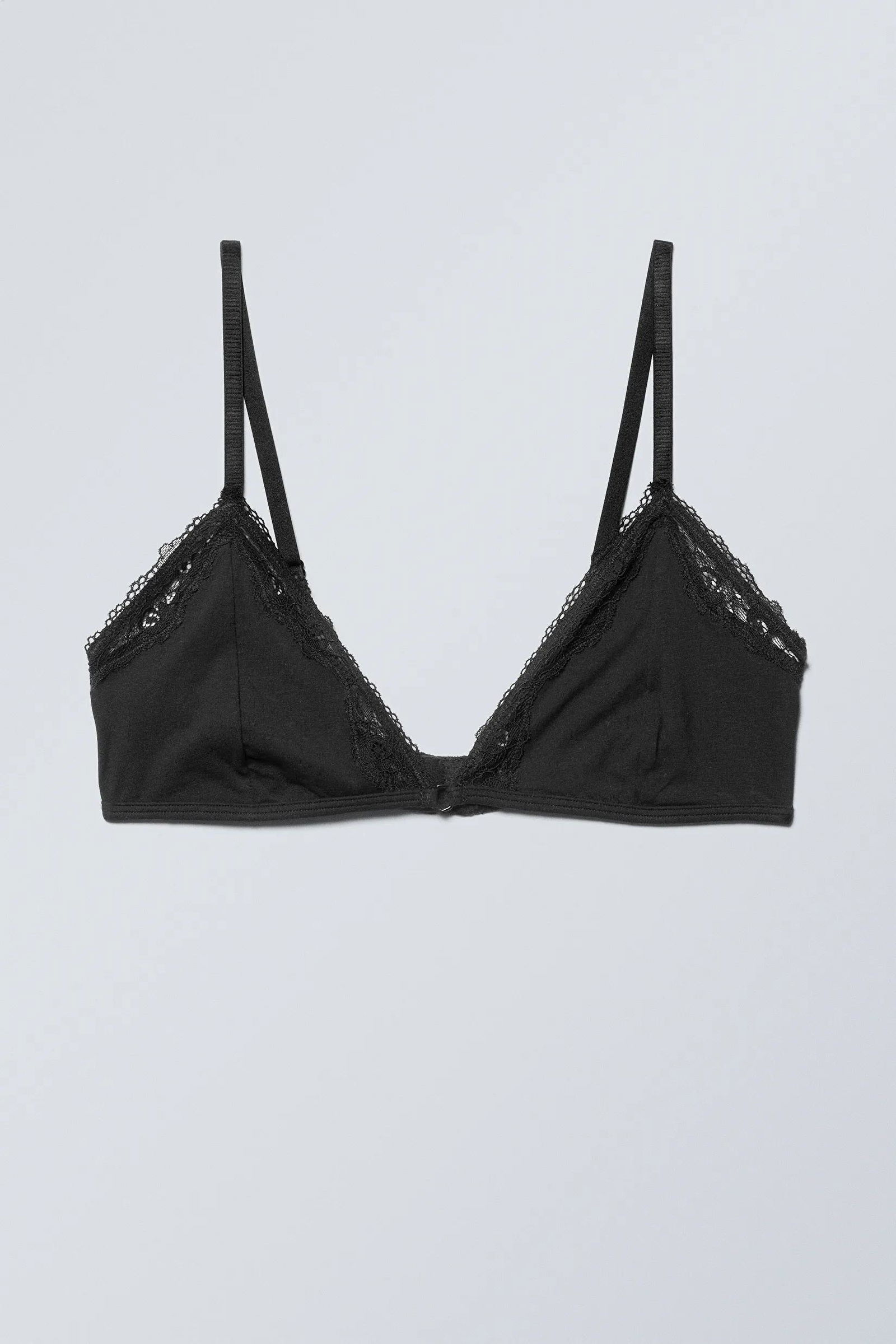 WEEKDAY Lace Cotton Trim Bra in Black | Endource
