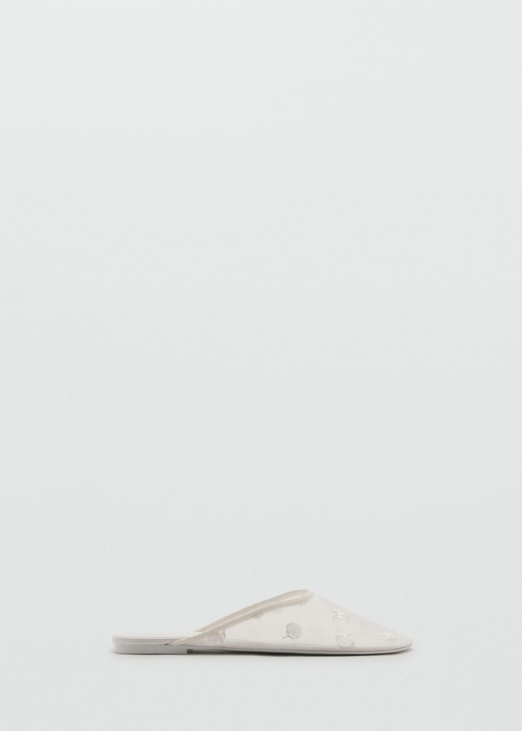 MANGO Embroidered Mesh Shoes in White | endource