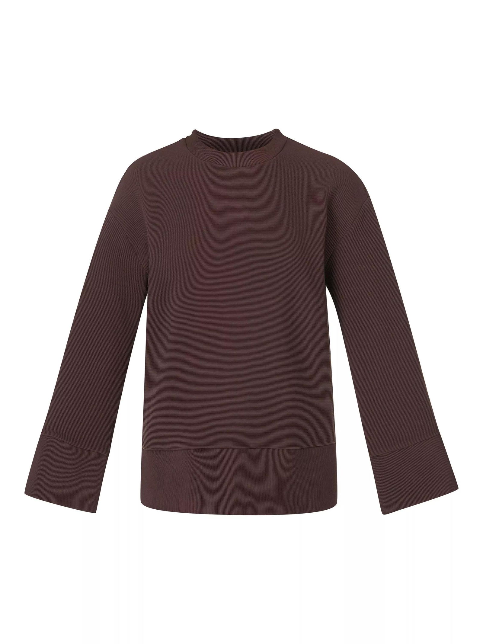 SWEATY BETTY Cotton Ribbed Sweatshirt in Sable Brown | endource