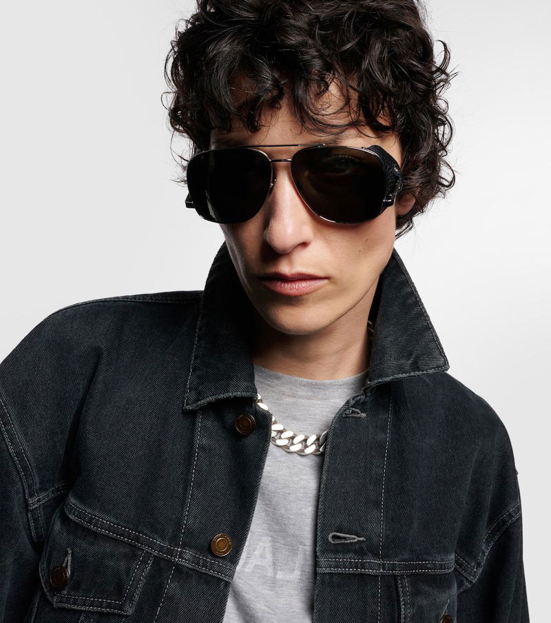SAINT LAURENT SL 653 Leon Spoiler Aviator Sunglasses in Black | Endource