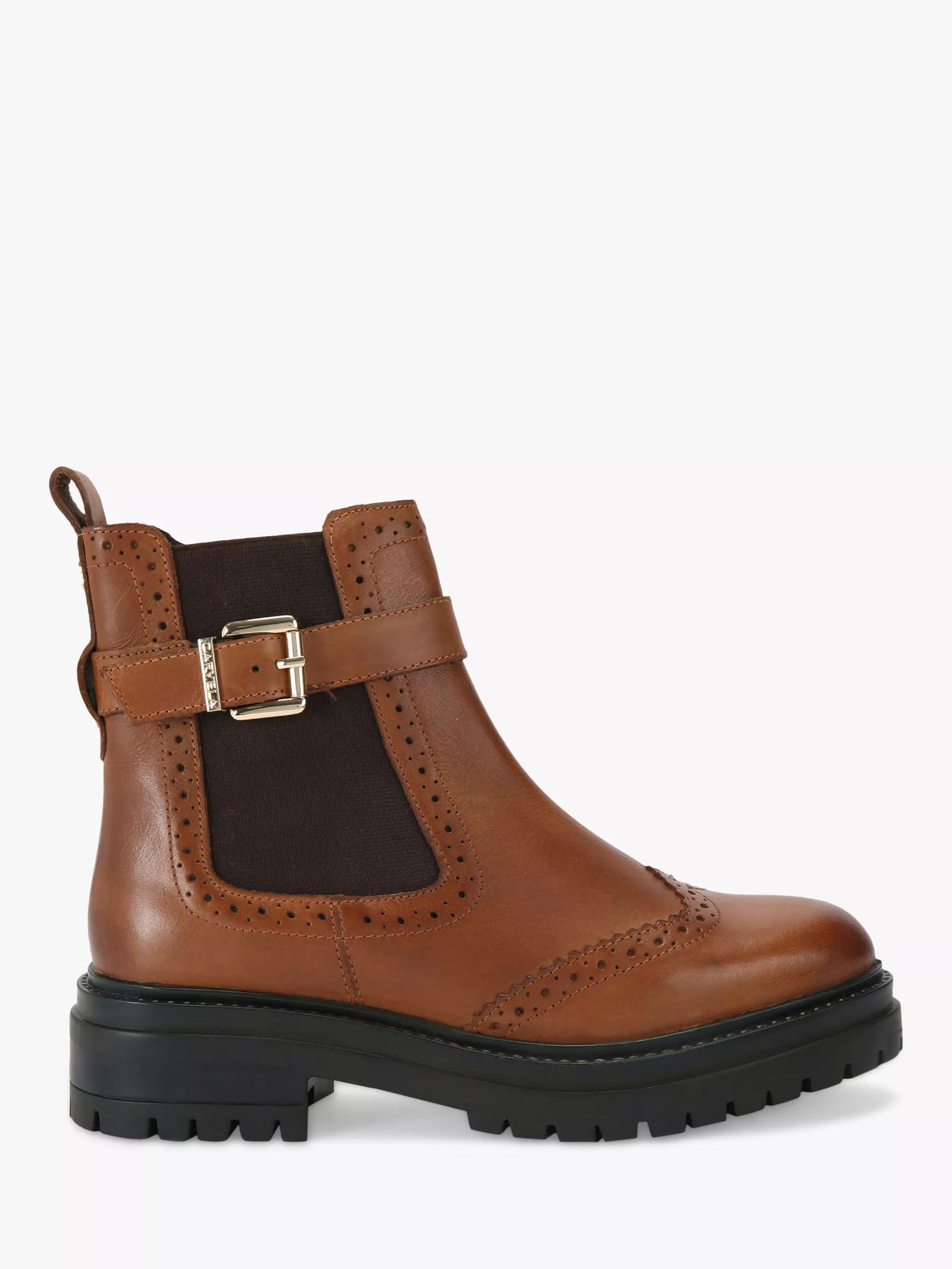 CARVELA Headline Brogue Leather Ankle Boots in Tan | endource