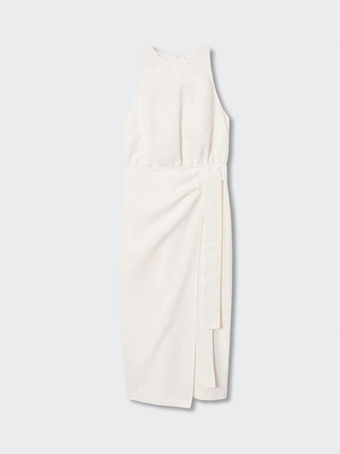 MANGO Lina-H Cotton Linen Blend Midi Dress in White | Endource