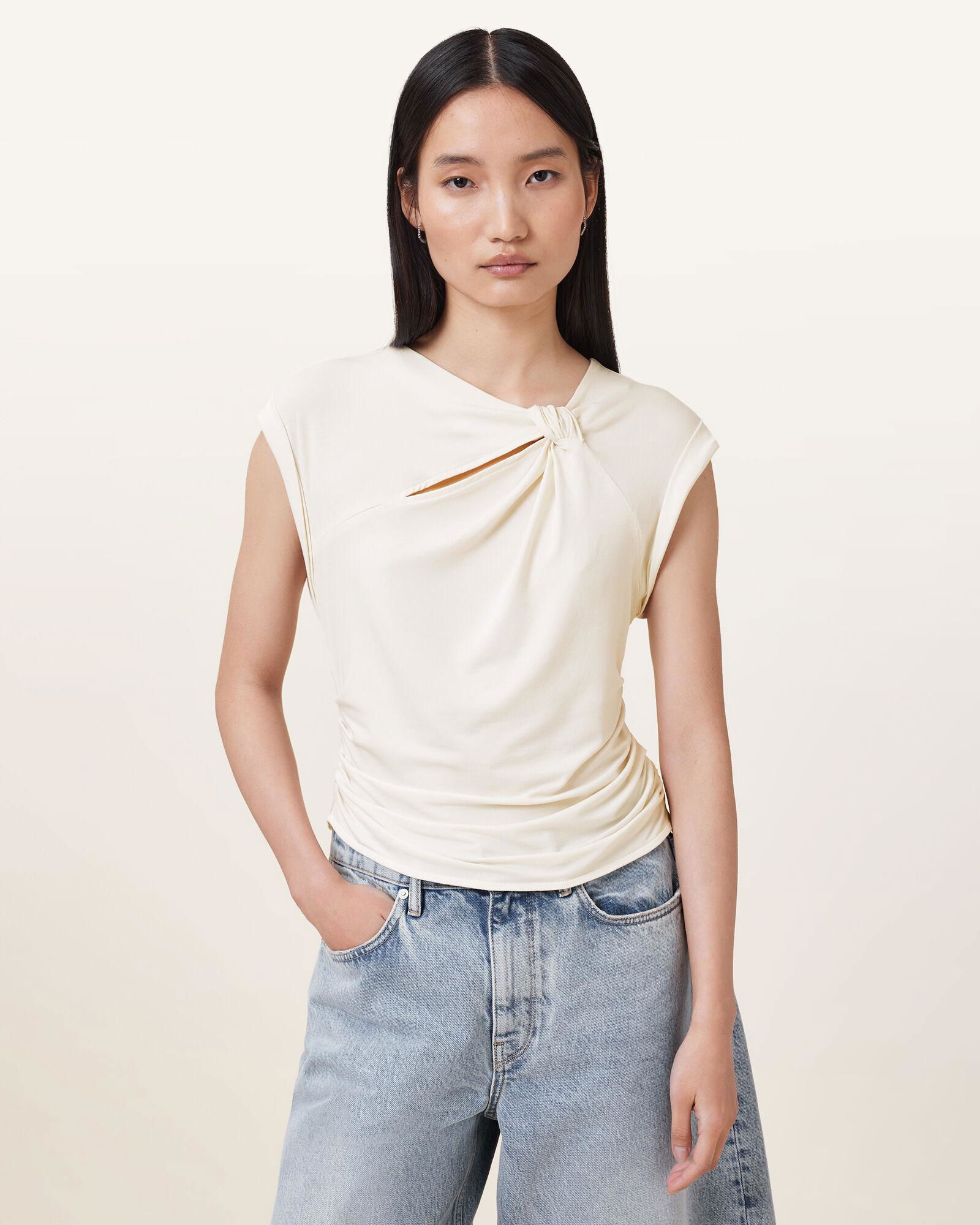 ALLSAINTS Robin Sleeveless Jersey Top in Gardenia Cream | endource