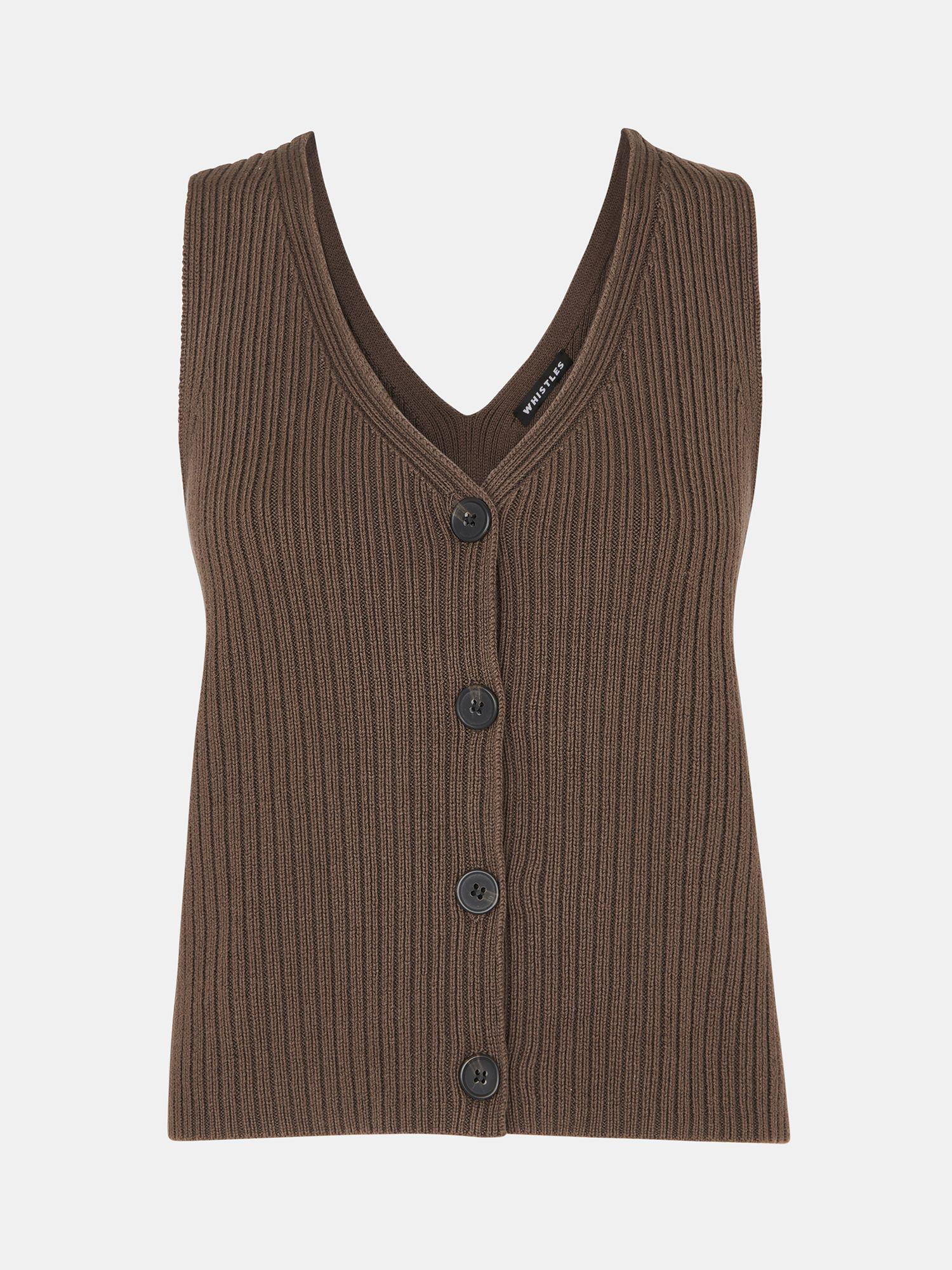 WHISTLES Cotton Button Front Vest Top in Butter | endource