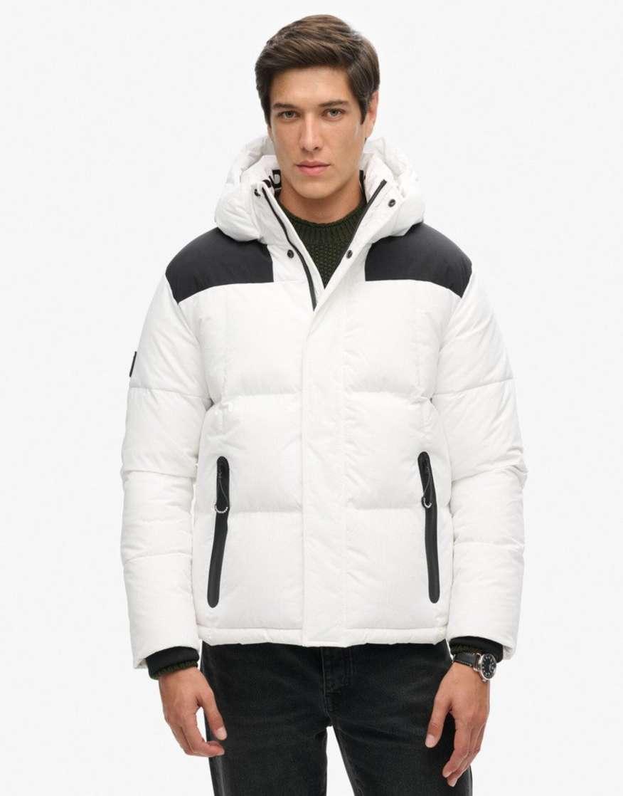 SUPERDRY Hooded Box Quilt Puffer Jacket in OPTIC | endource