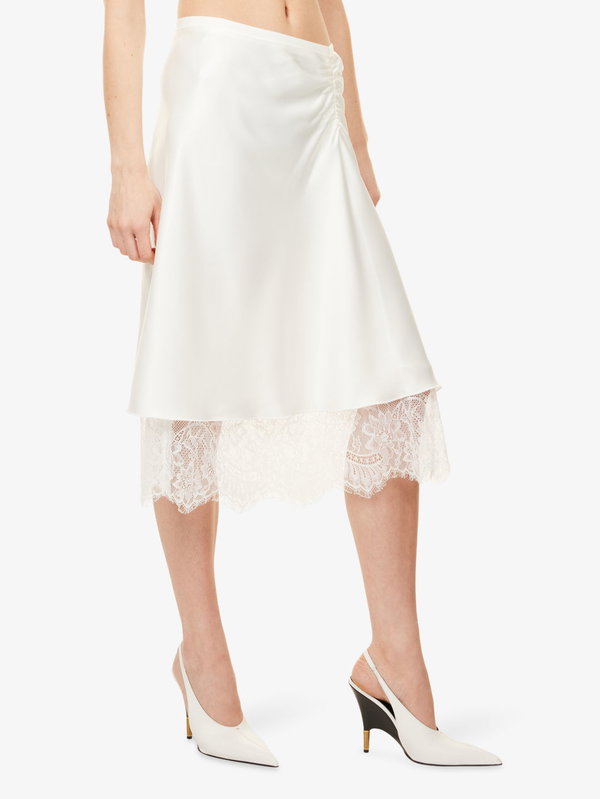 SIR Ingrid Lace-Hem Woven Midi Skirt | endource