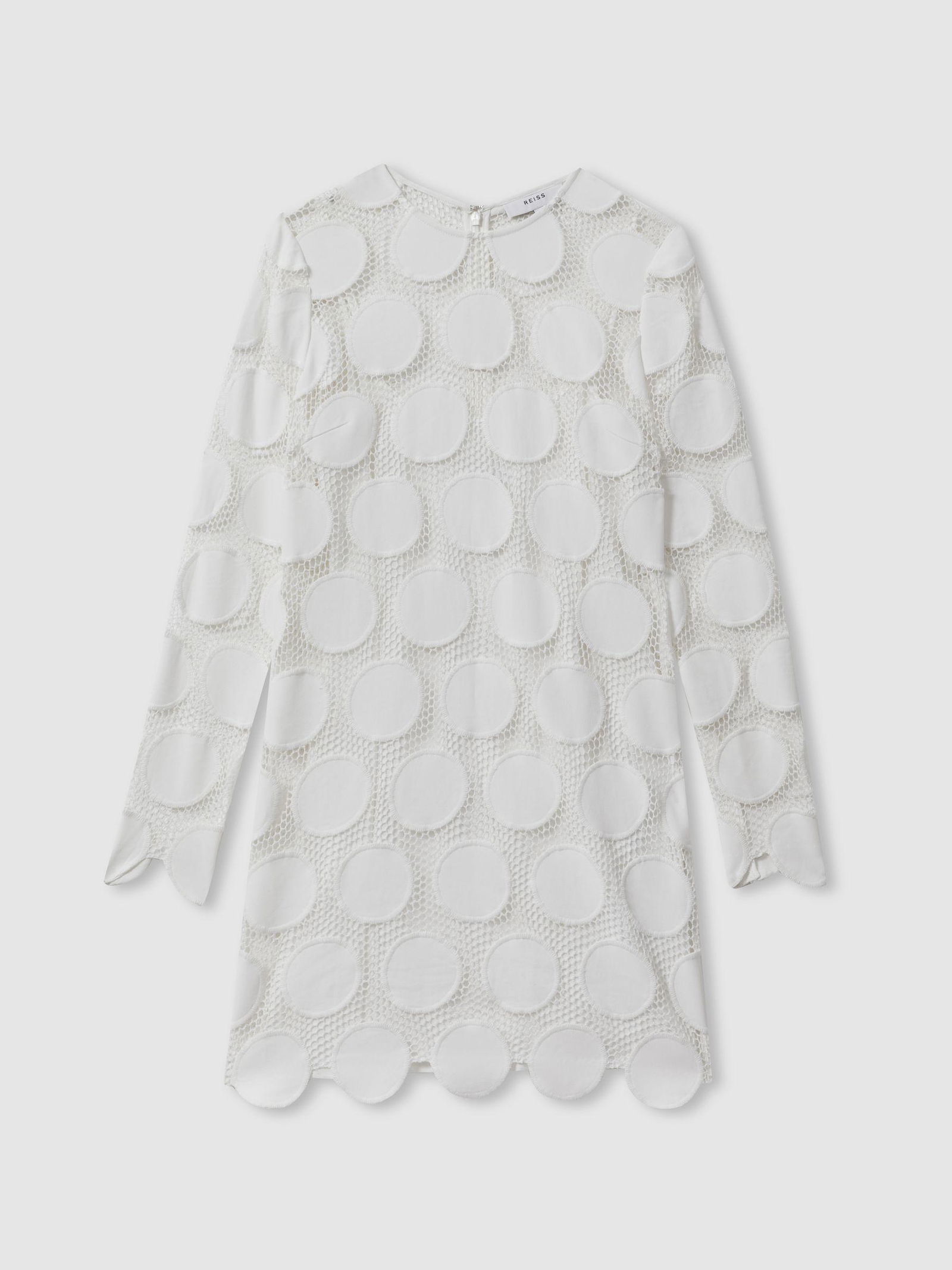 Reiss Sheer Embroidered Mini Dress In Ivory Endource