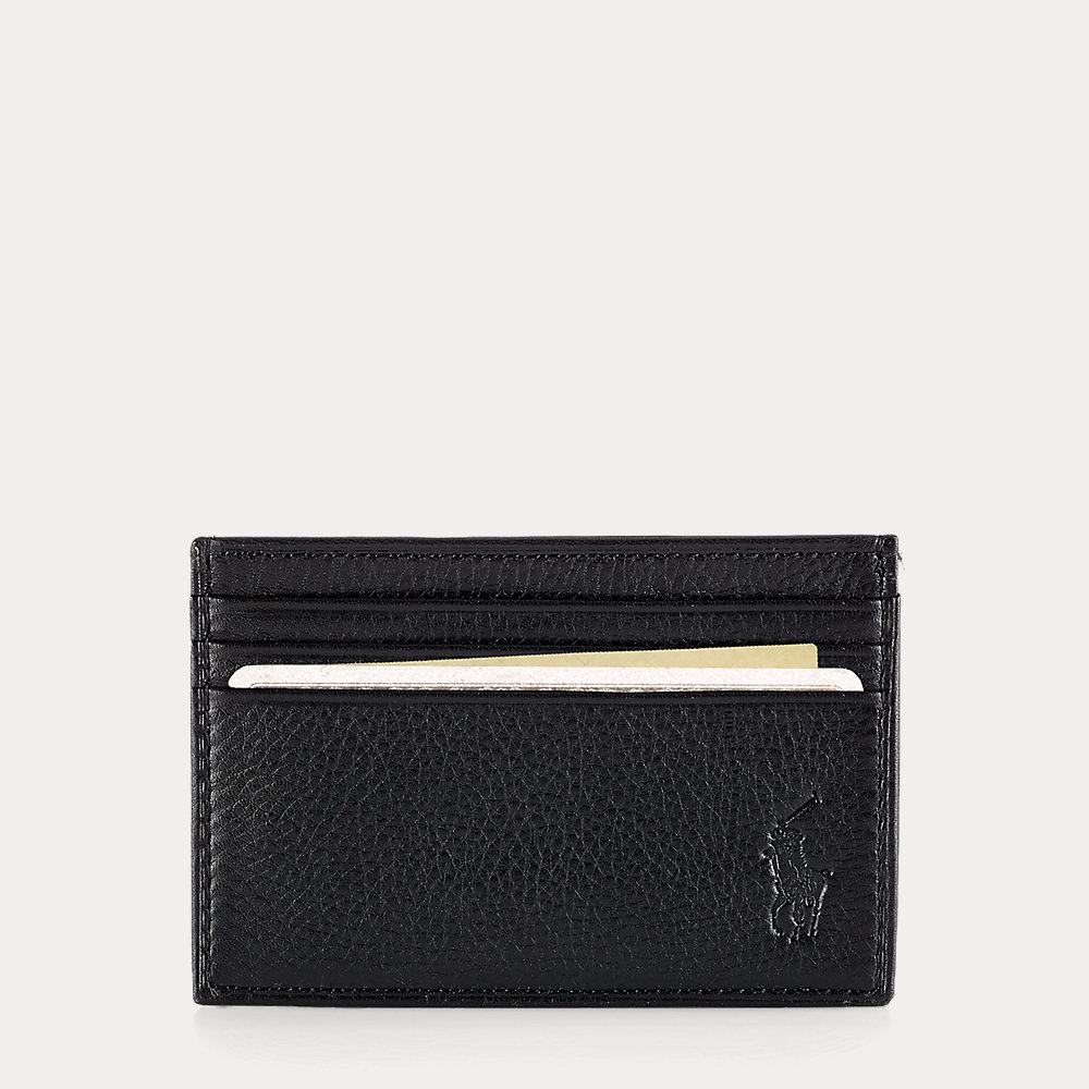 POLO RALPH LAUREN Pebble Leather Card Case in Black | Endource