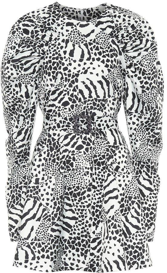 ROTATE BIRGER CHRISTENSEN Tara Taffeta Zebra-Print Minidress in Multi ...