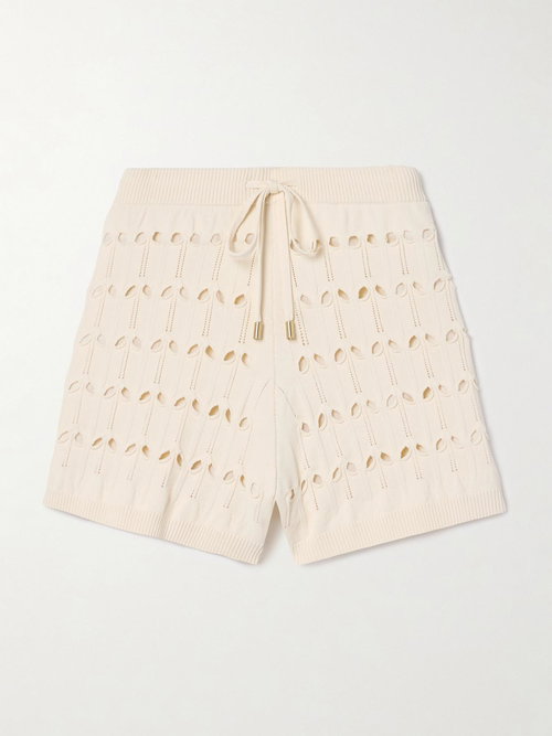 ZIMMERMANN Rhiannon Cutout Pointelle-Knit Shorts | endource