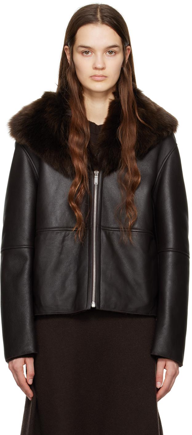 JIL SANDER Shawl Collar Reversible Shearling Jacket | Endource