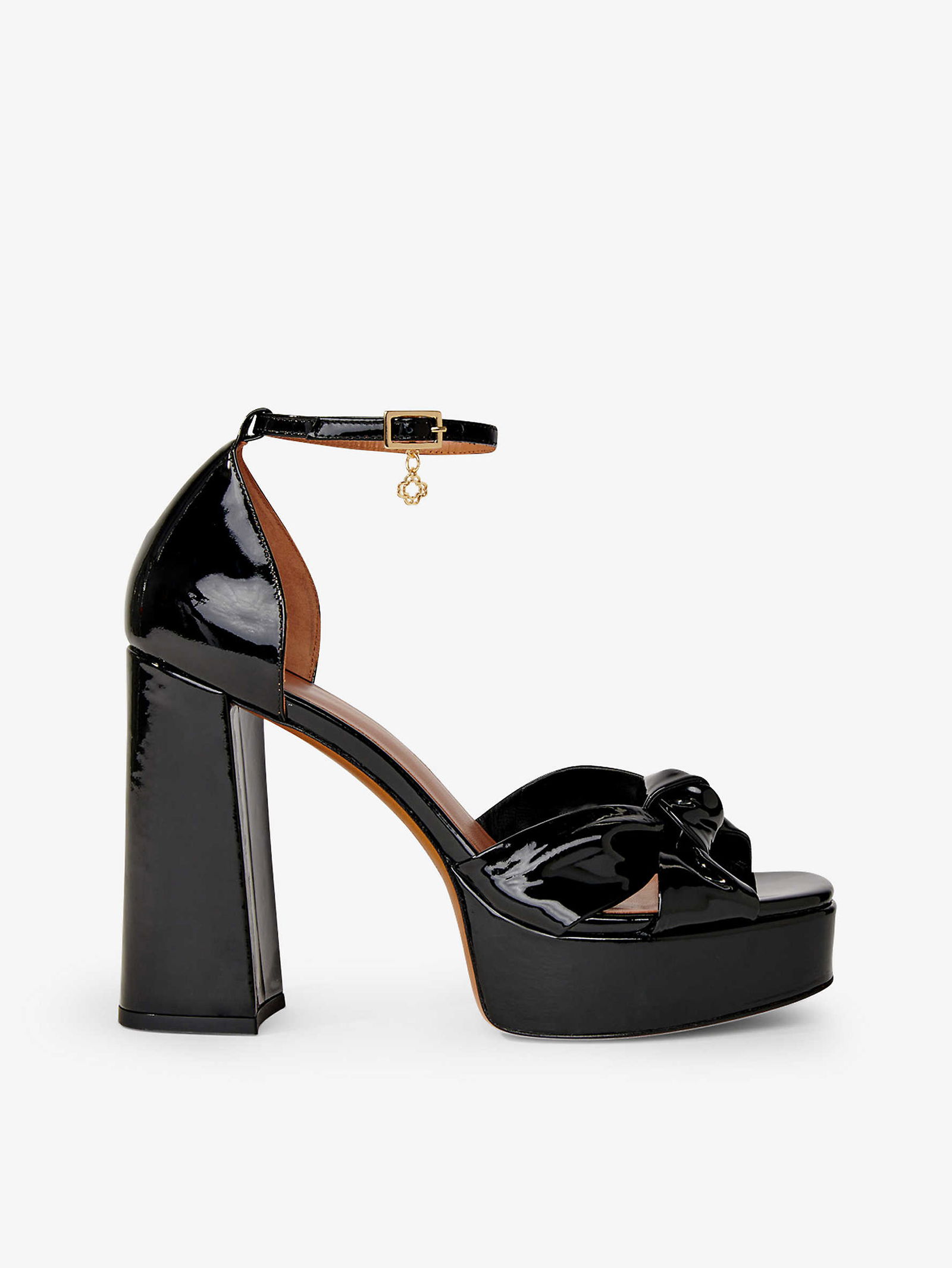 MAJE Charm-Embellished Platform-Heel Sandals in Noir / Gris | Endource