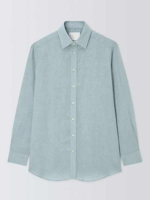 JOHN LEWIS Linen Lyocell Regular Fit Shirt, Aqua Mint | endource