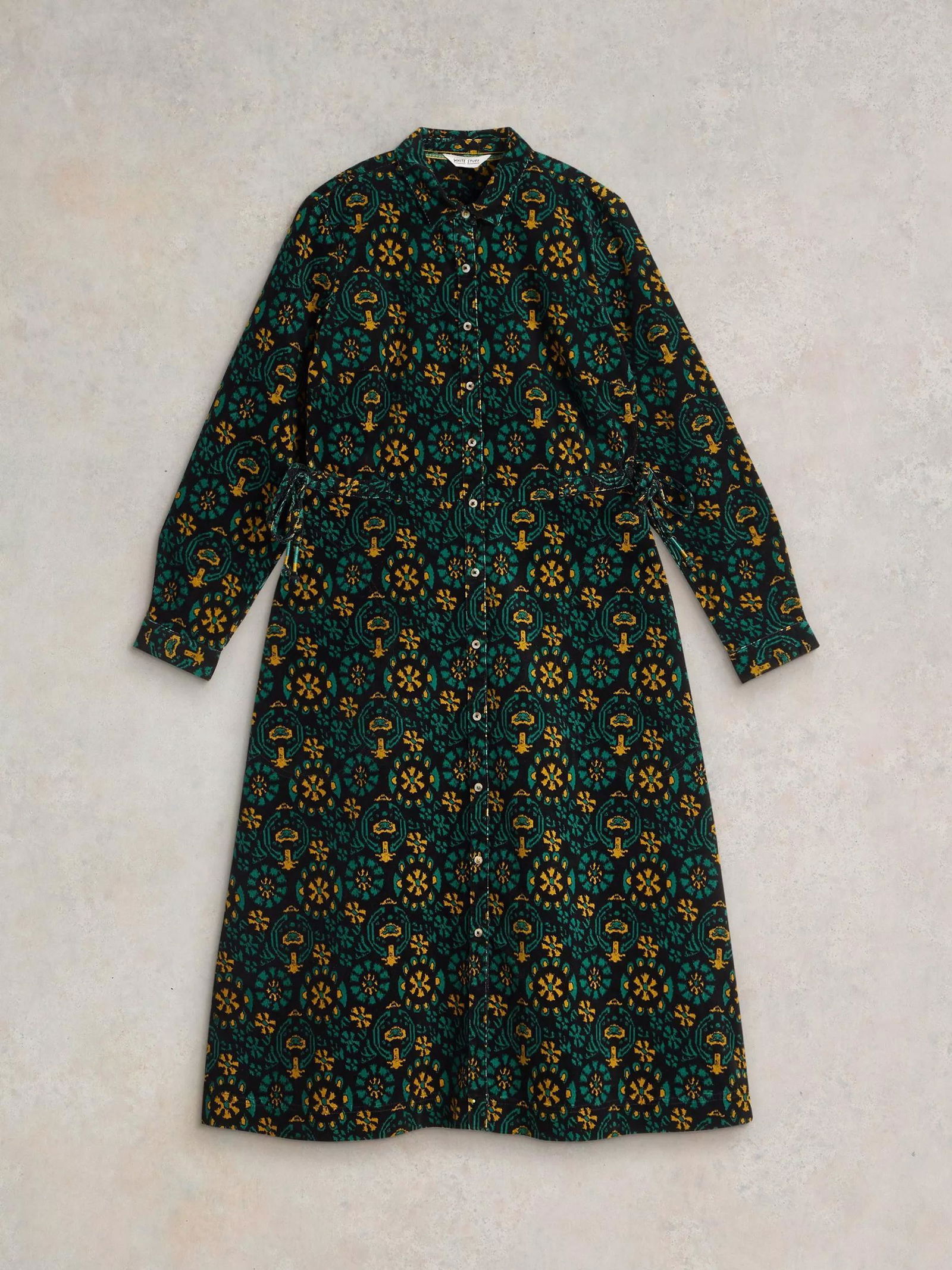 WHITE STUFF Jade Organic Cotton Blend Corduory Shirt Dress in Black ...