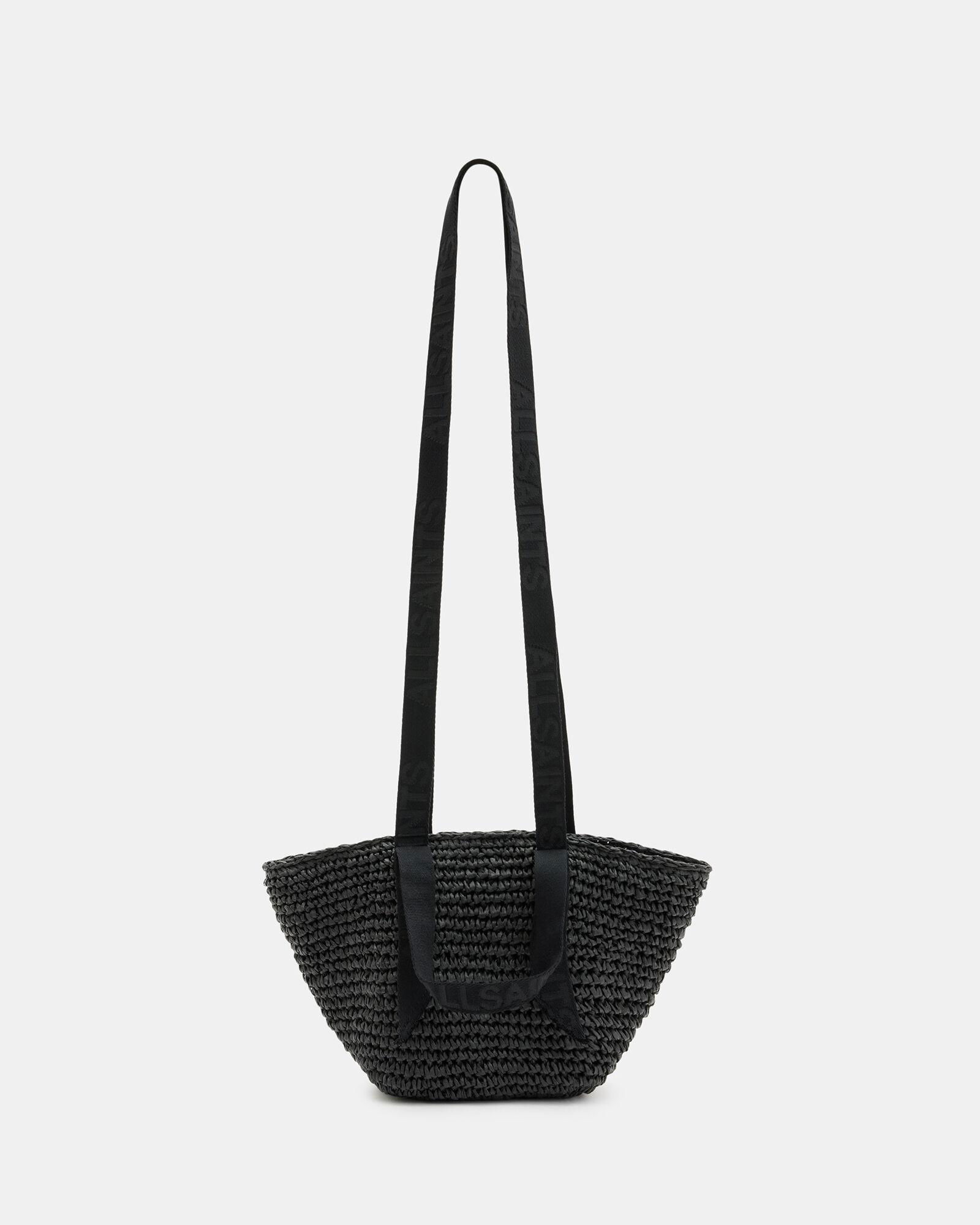 ALLSAINTS Celayne Mini Straw Tote Bag in Black | Endource