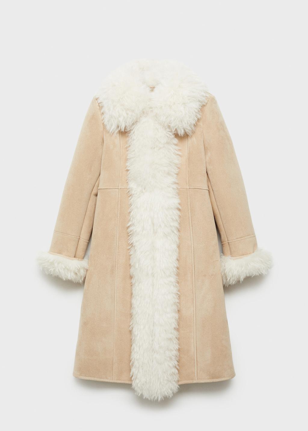 MANGO Shearling-Lined Coat in Beige | endource