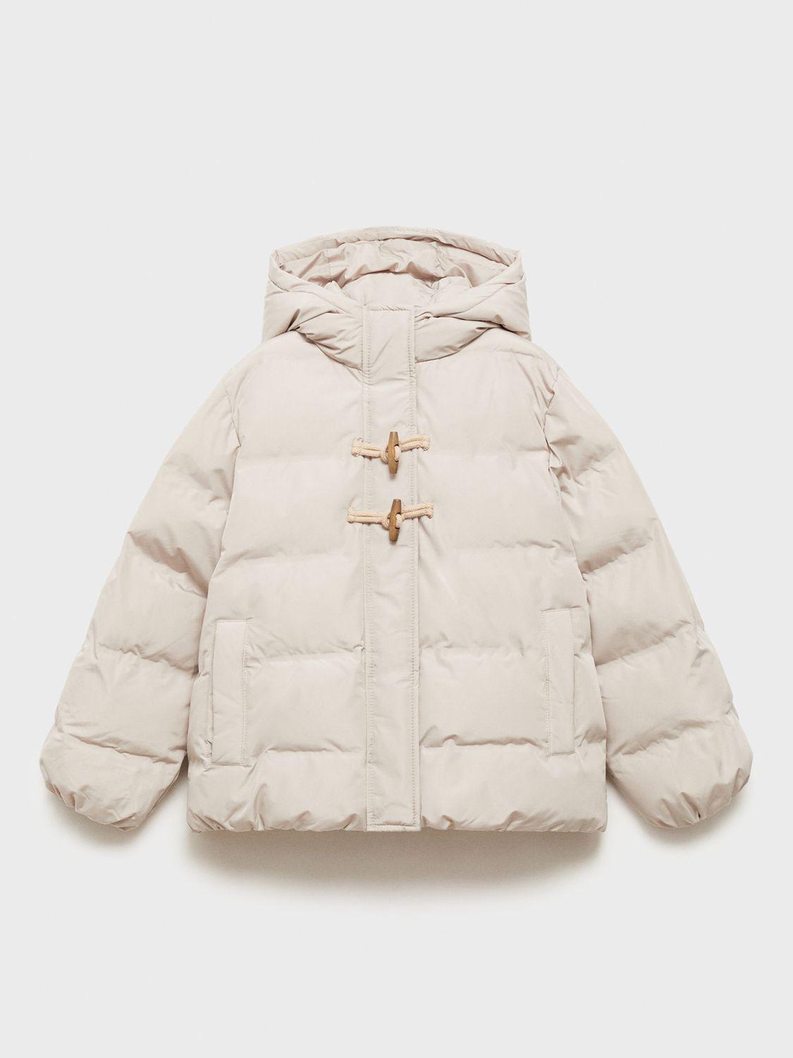 MANGO Angy Hooded Puffer Jacket in Pastel Grey | endource