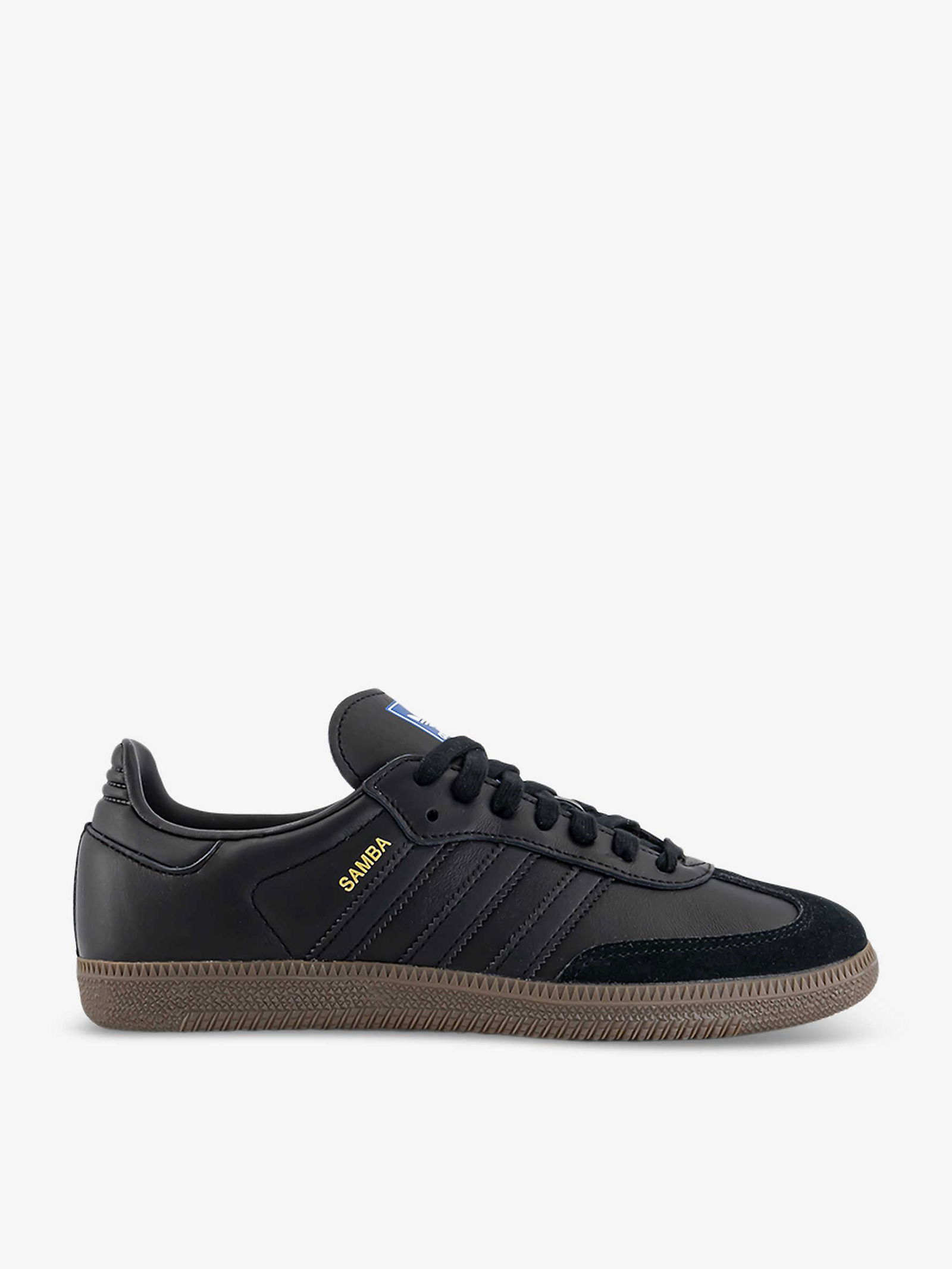 ADIDAS Samba OG Logo-Print Leather Low-Top Trainers in BLACK BLACK GUM ...