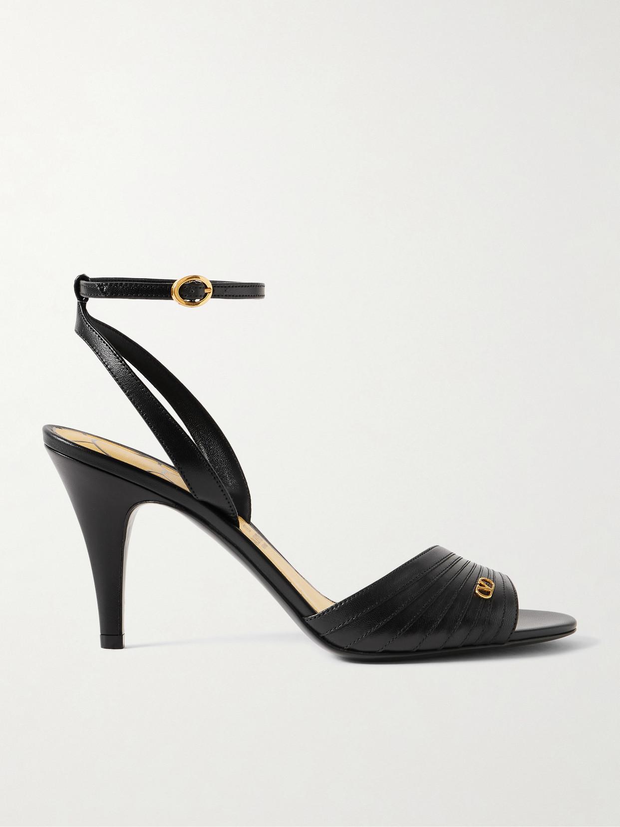 VALENTINO GARAVANI Ladycrush 85 Embellished Leather Sandals in Black ...