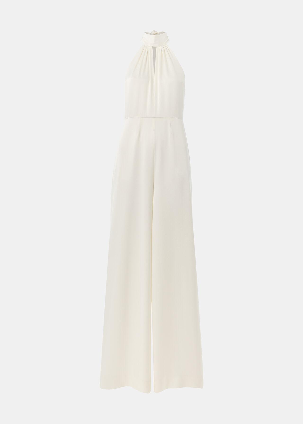 WHISTLES Ivory Halterneck Bridal Jumpsuit in Ivory | endource