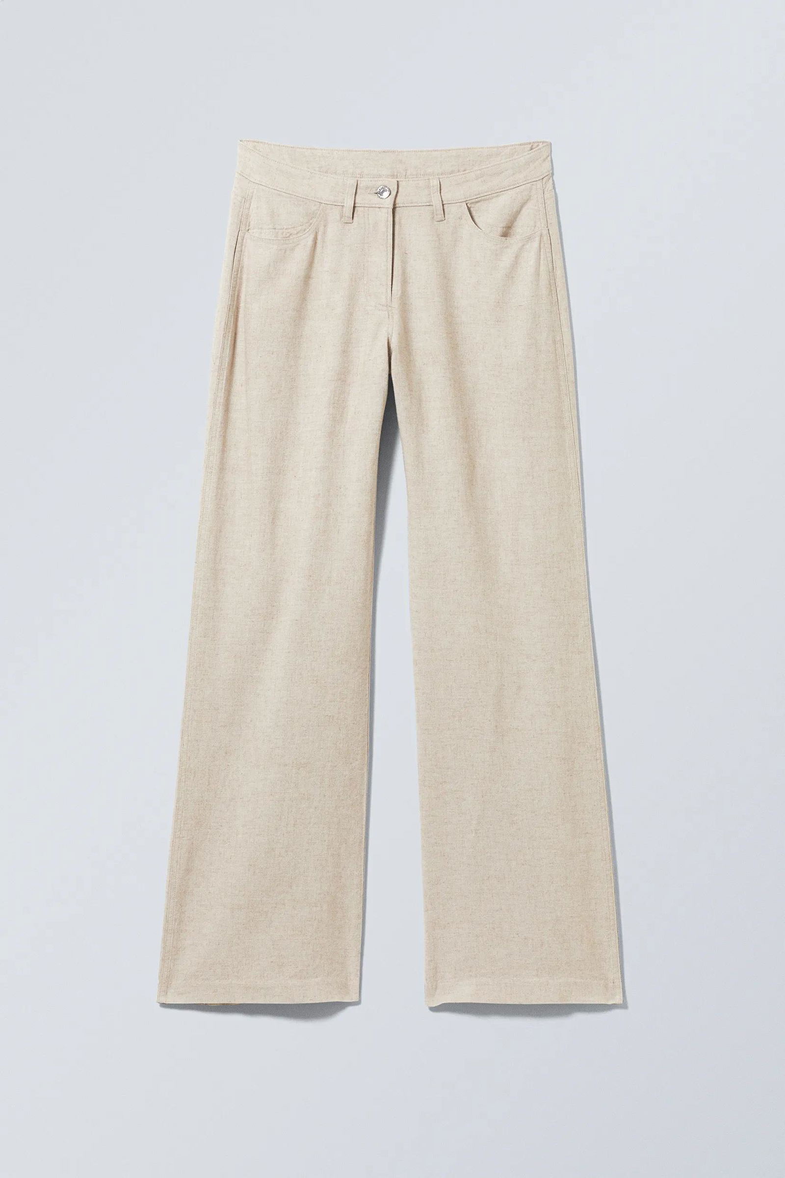 WEEKDAY Regular Fit Linen Blend Trousers in Ecru | Endource