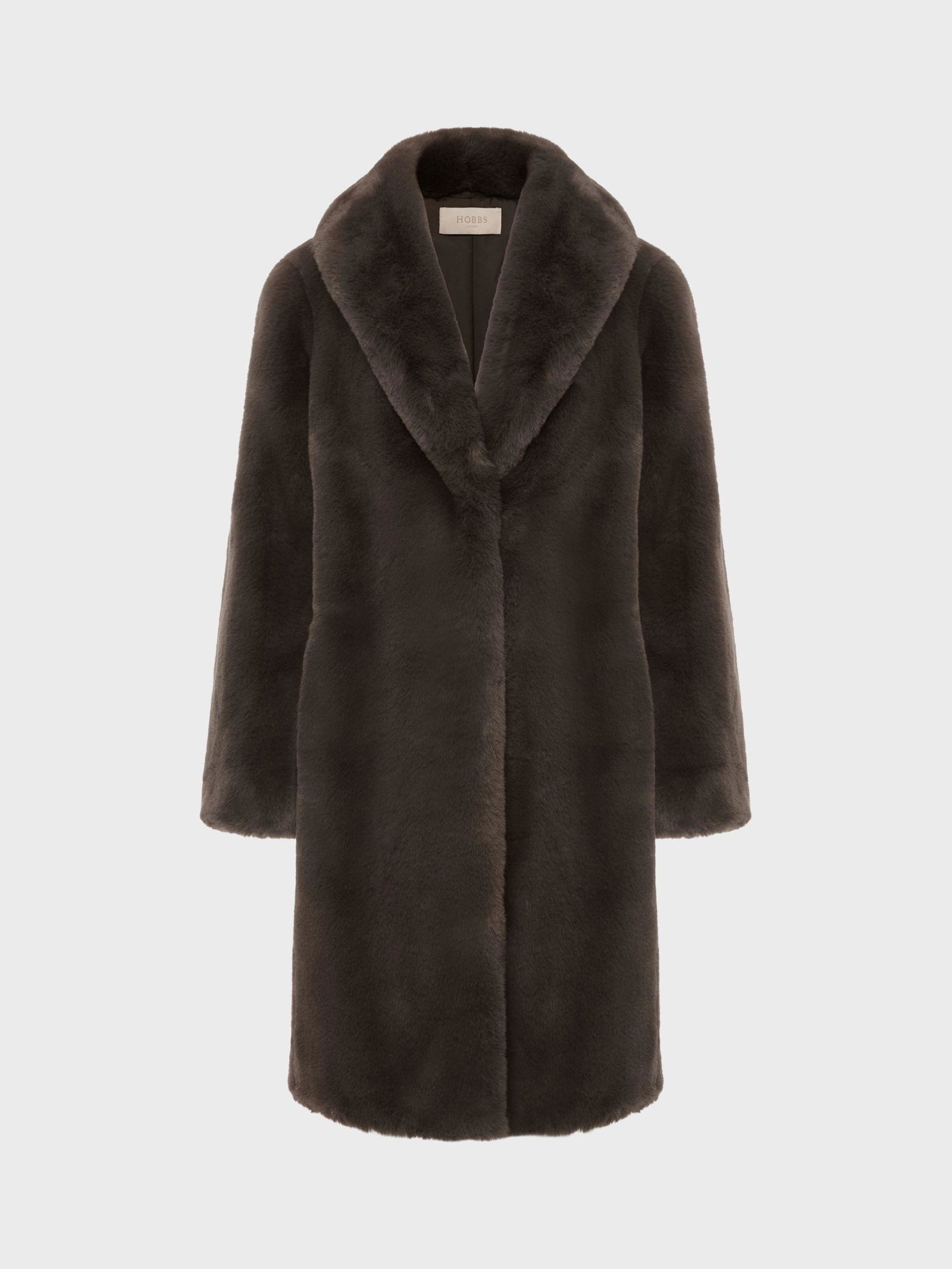 HOBBS Gabby Faux Fur Coat in Dark Charcoal | Endource