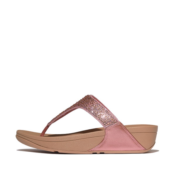 FitFlop LULU Crystal-Mix Metallic Toe-Post Sandals | endource