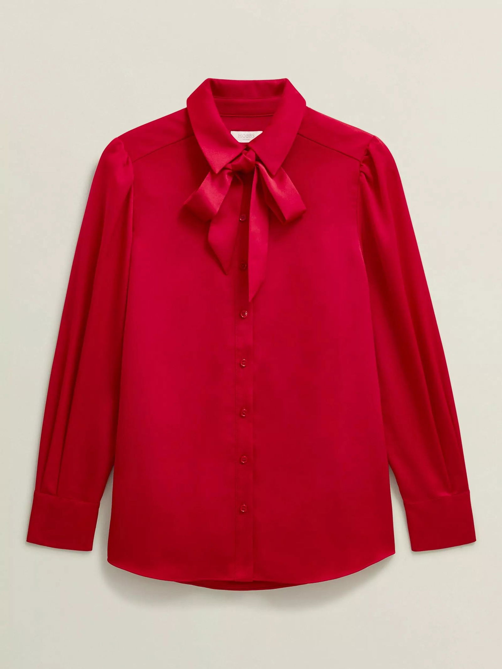 Hobbs Ruby Pussybow Satin Shirt In Red Endource